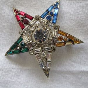 Vintage | Jewelry | Soldvintage Multi Colored Rhinestone Star | Poshmark